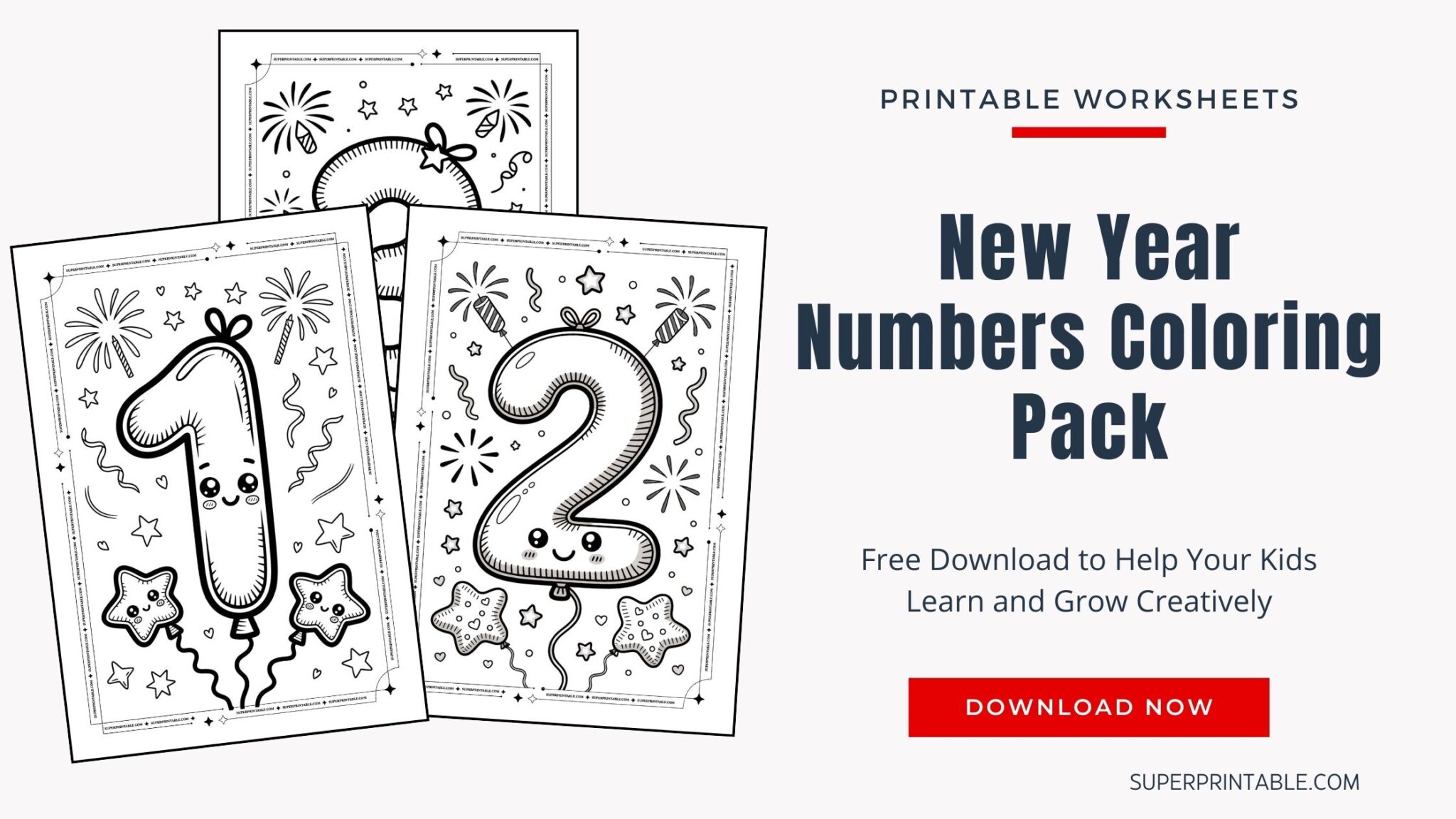 New Year Numbers Coloring Pack (Free Printable PDF) - SuperPrintable