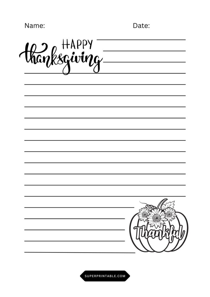 10+ Thanksgiving Lined Writing Worksheets (Free PDF Printables ...
