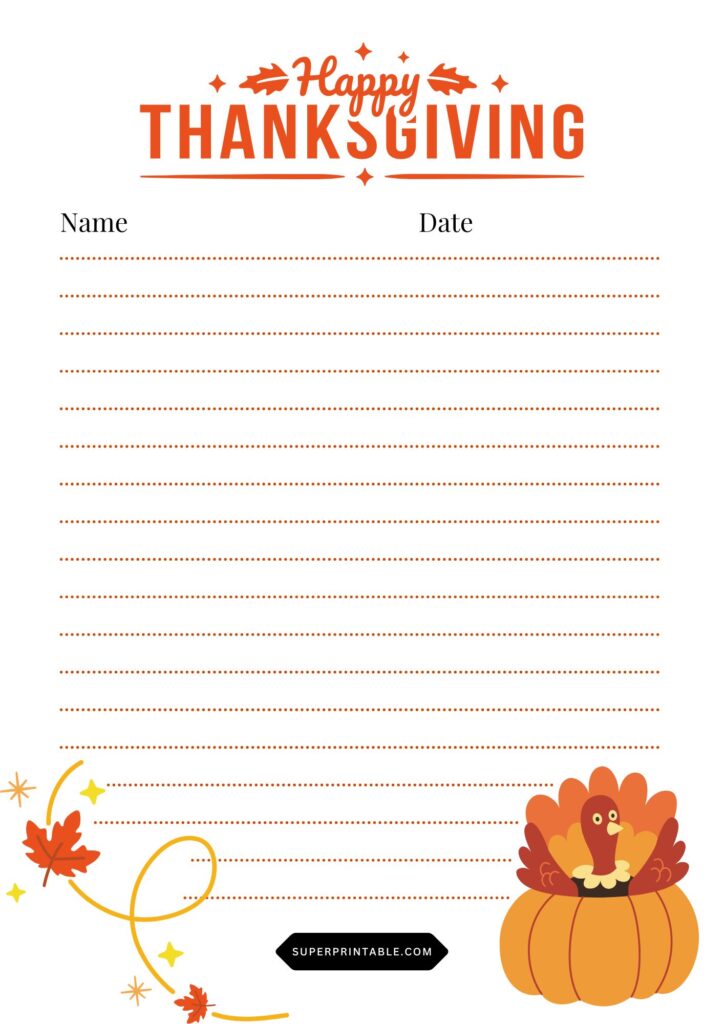 10+ Thanksgiving Lined Writing Worksheets (Free PDF Printables ...