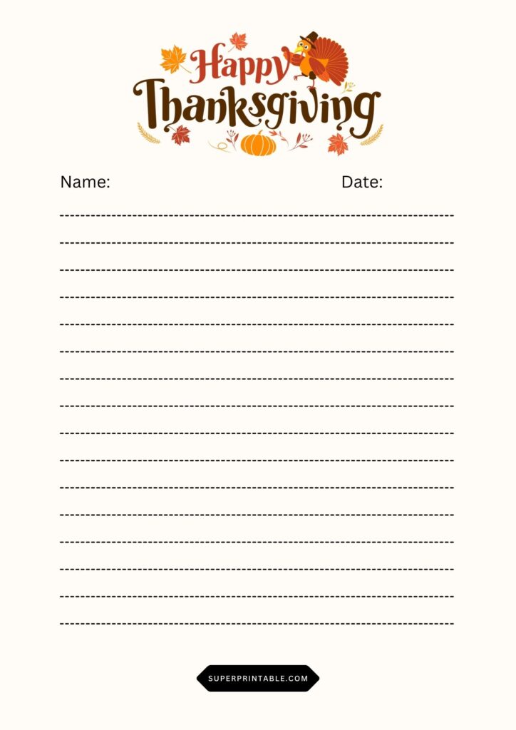 10+ Thanksgiving Lined Writing Worksheets (Free PDF Printables ...