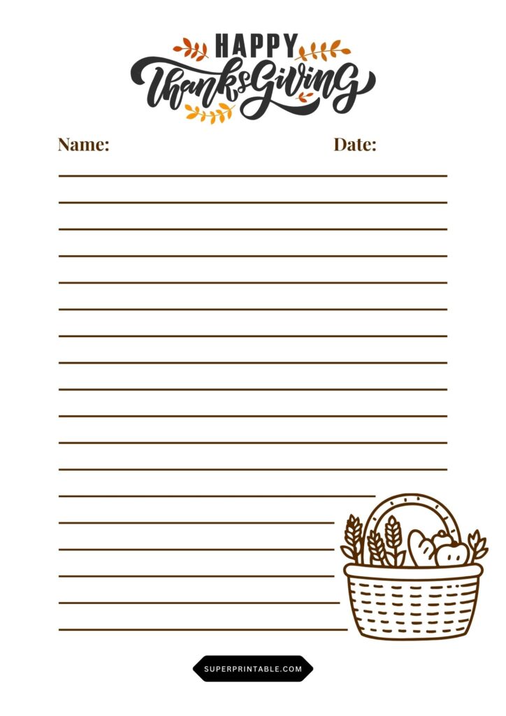 10+ Thanksgiving Lined Writing Worksheets (Free PDF Printables ...