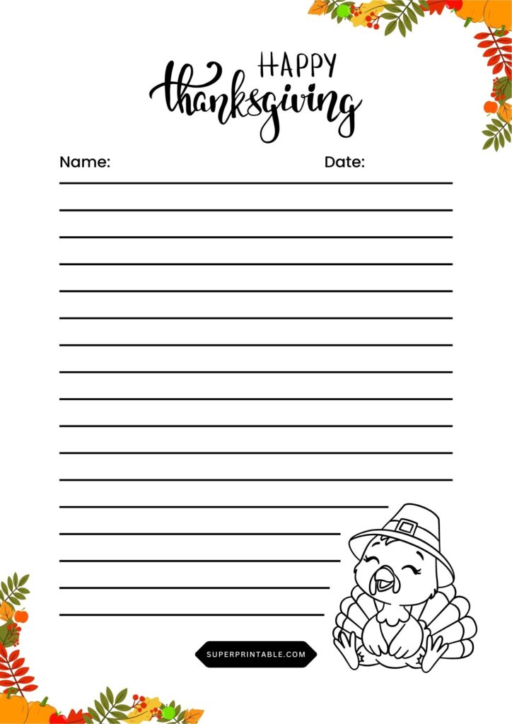 10+ Thanksgiving Lined Writing Worksheets (Free PDF Printables ...