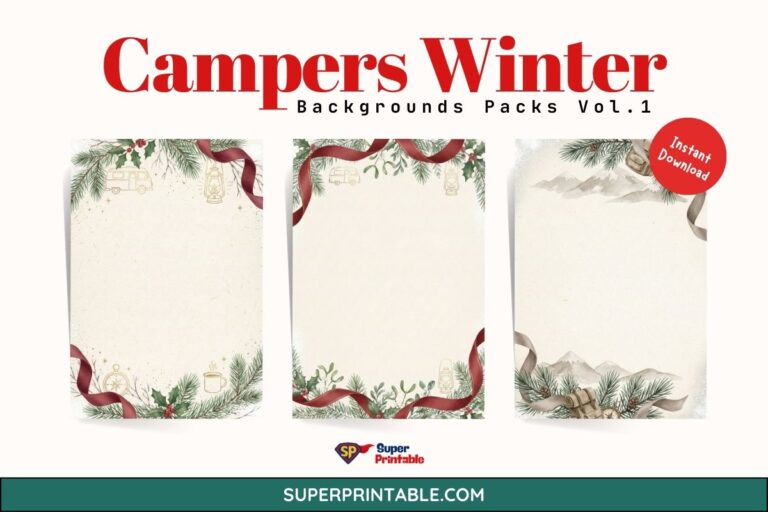 20 Campers Winter Digital Backgrounds Packs Vol.1 (Free PDF)