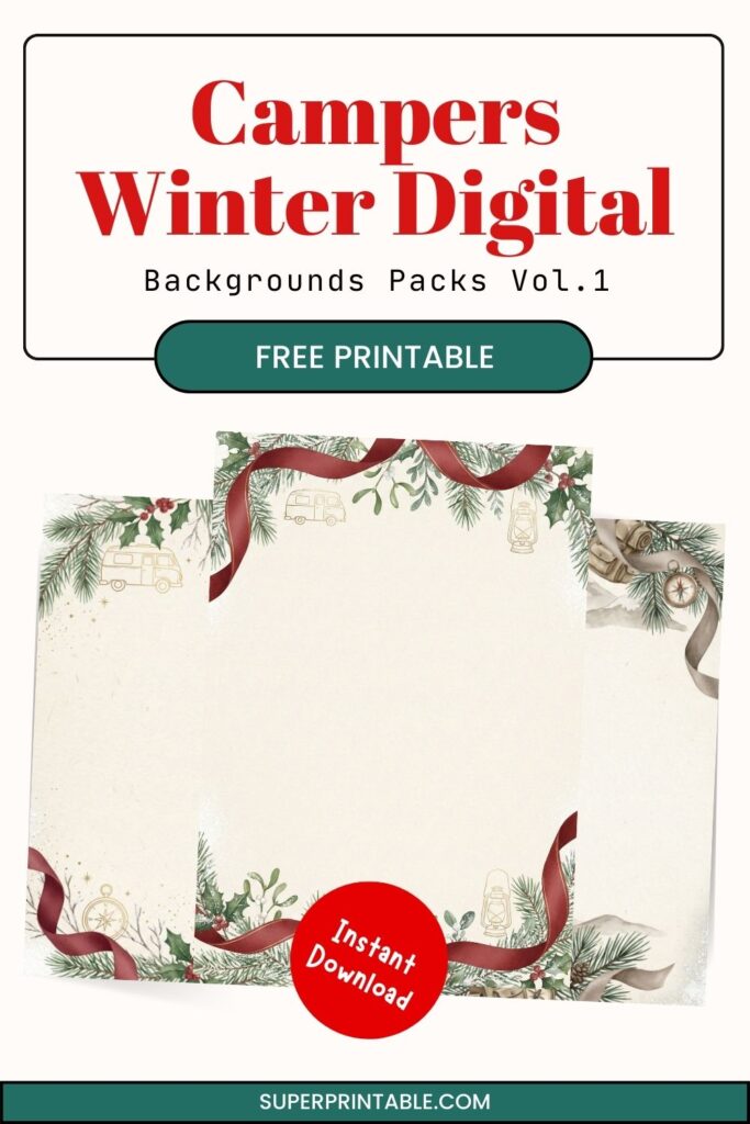 20 Campers Winter Digital Backgrounds Packs Vol.1 (Free PDF)
