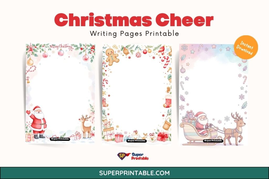 20+ Christmas Cheer Writing Pages (Free PDF Printables)