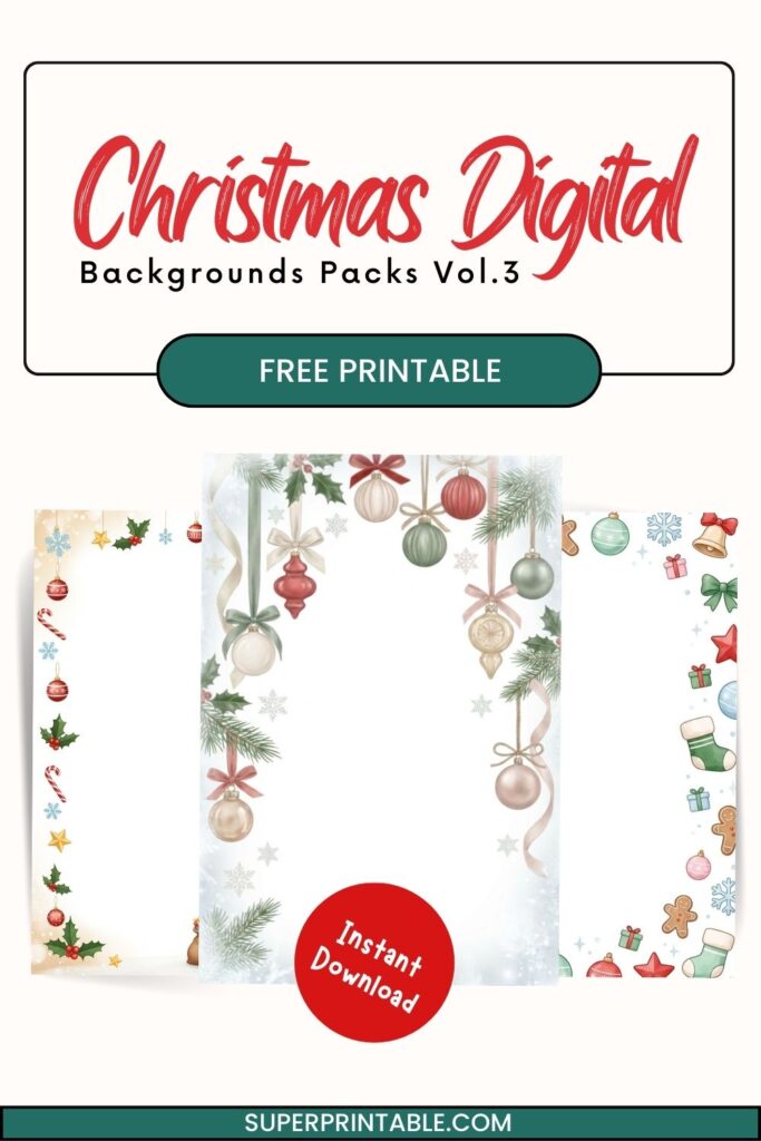 Christmas Digital Backgrounds Packs Vol.3 (Free PDF Printables)
