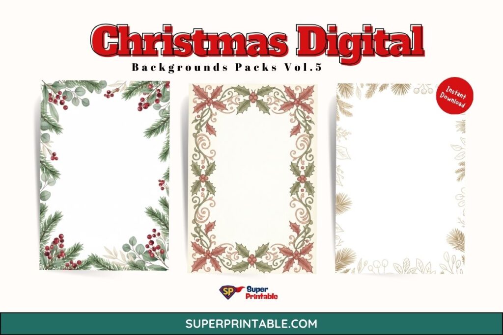 20 Christmas Digital Backgrounds Packs Vol.5 (Free PDF)