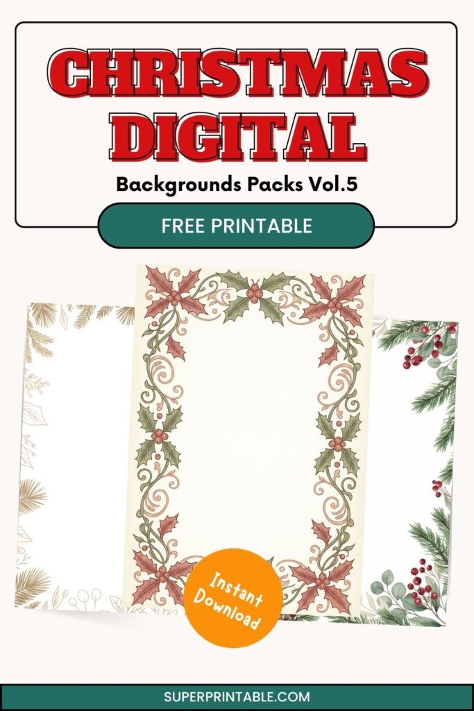 20 Christmas Digital Backgrounds Packs Vol.5 (Free PDF)
