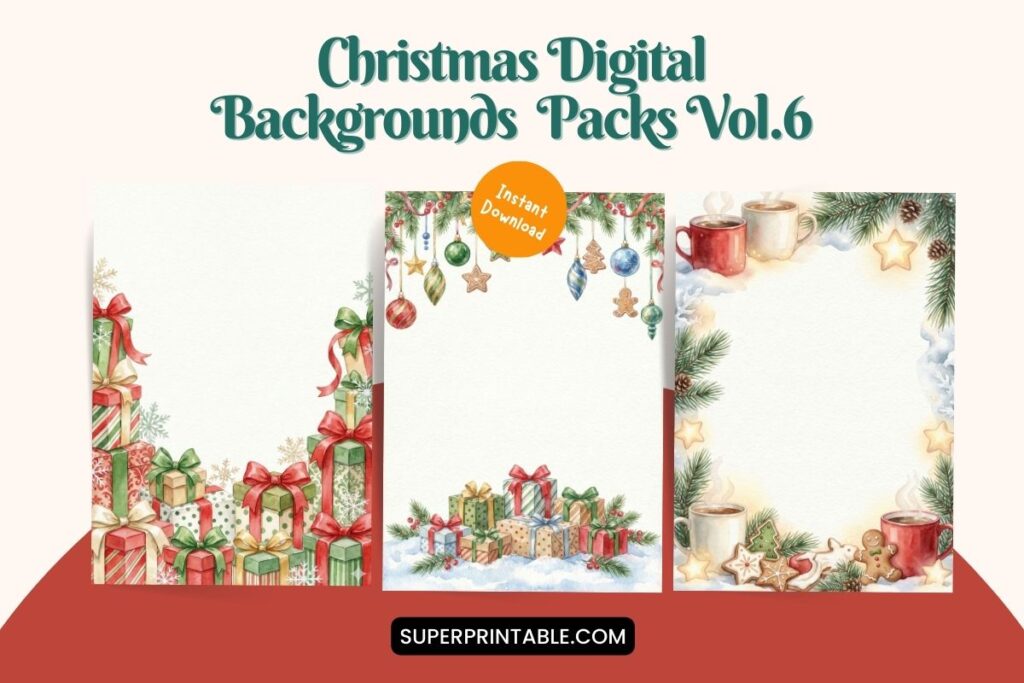 Christmas Digital Backgrounds Packs Vol.6 (Free PDF Printables)