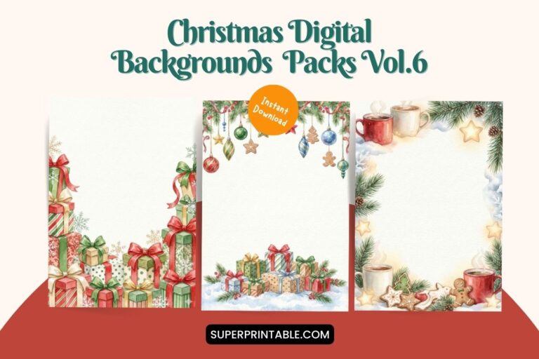 Christmas Digital Backgrounds Packs Vol.6 (Free PDF Printables)