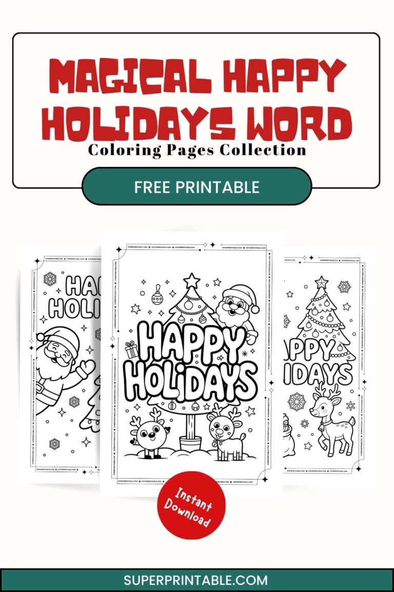 20 Magical Happy Holidays Word Coloring Pages (Free PDF)