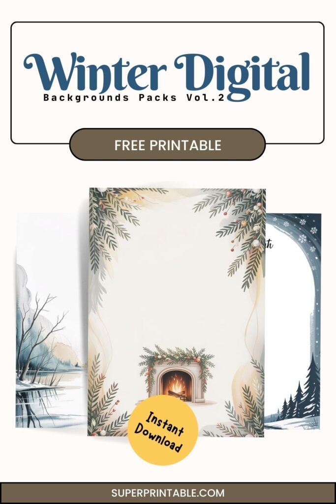 40 Winter Digital Backgrounds Packs Vol.2 (Free PDF Printables)