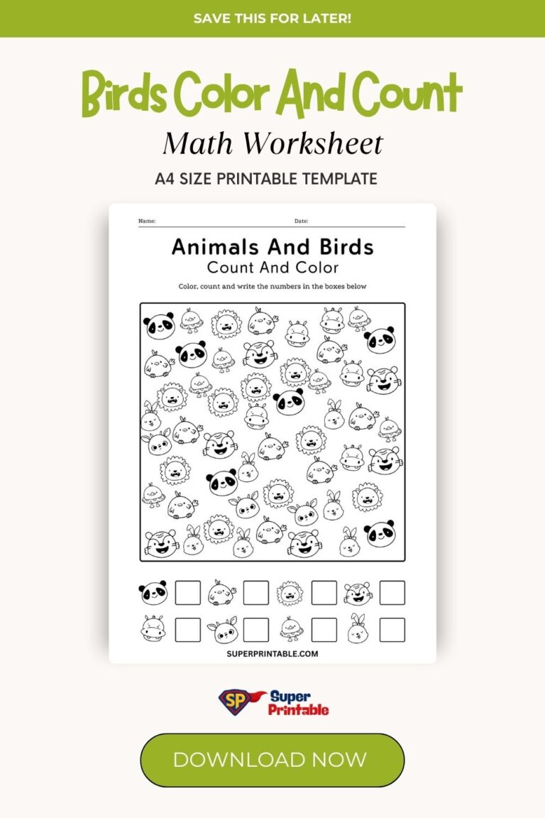 Birds Color And Count Math Worksheet (Free PDF Printables)