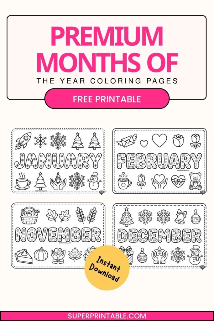 Premium Months of the Year Coloring Pages (Free PDF Printables)