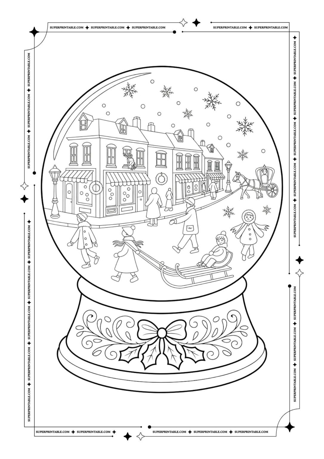 Snow Globe Coloring Pages For Kids & Adults (Free PDF)
