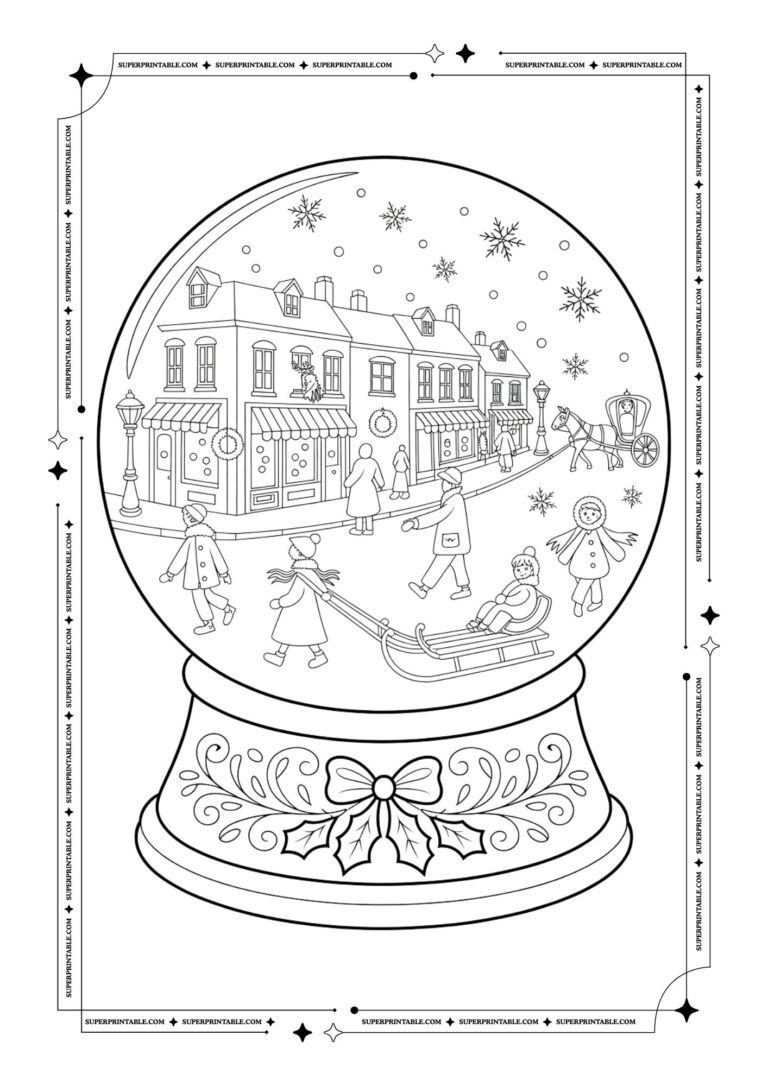 Snow Globe Coloring Pages For Kids & Adults (Free PDF)