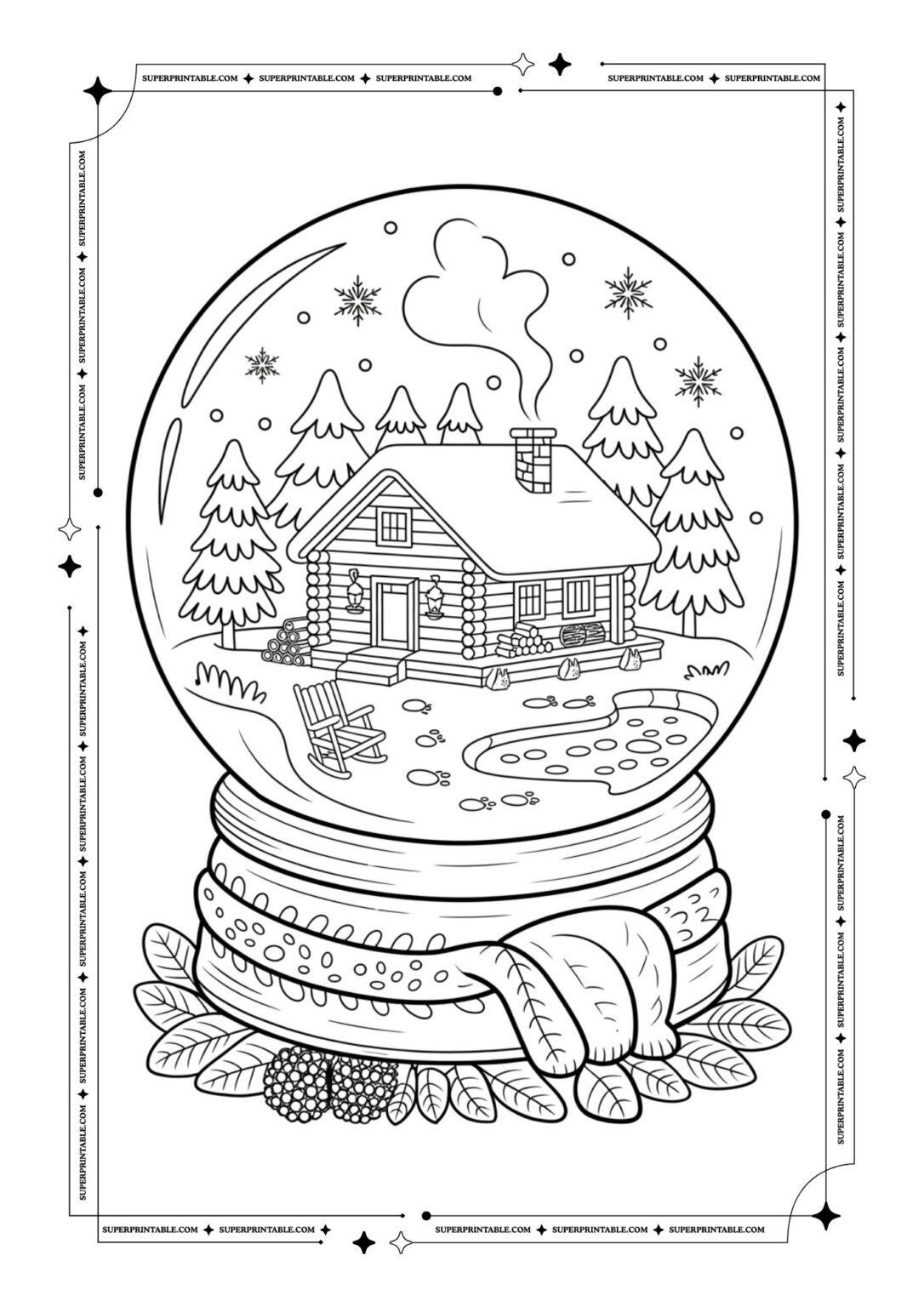 Snow Globe Coloring Pages For Kids & Adults (Free PDF)