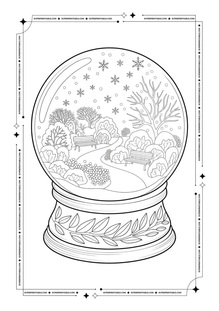 Snow Globe Coloring Pages For Kids & Adults (Free PDF)