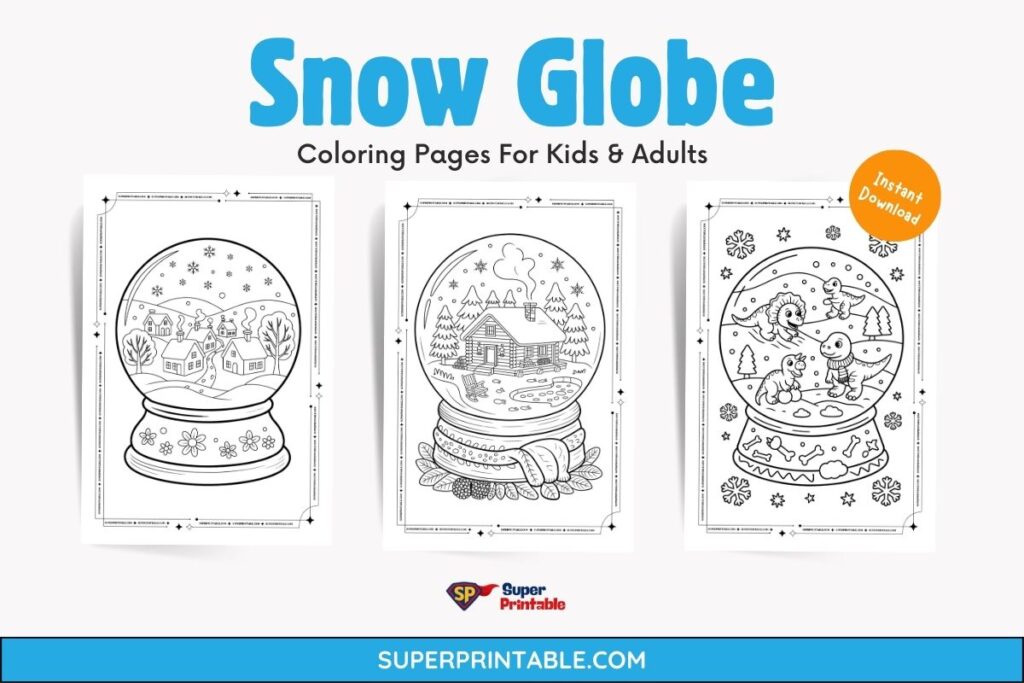 Snow Globe Coloring Pages For Kids & Adults (Free PDF)