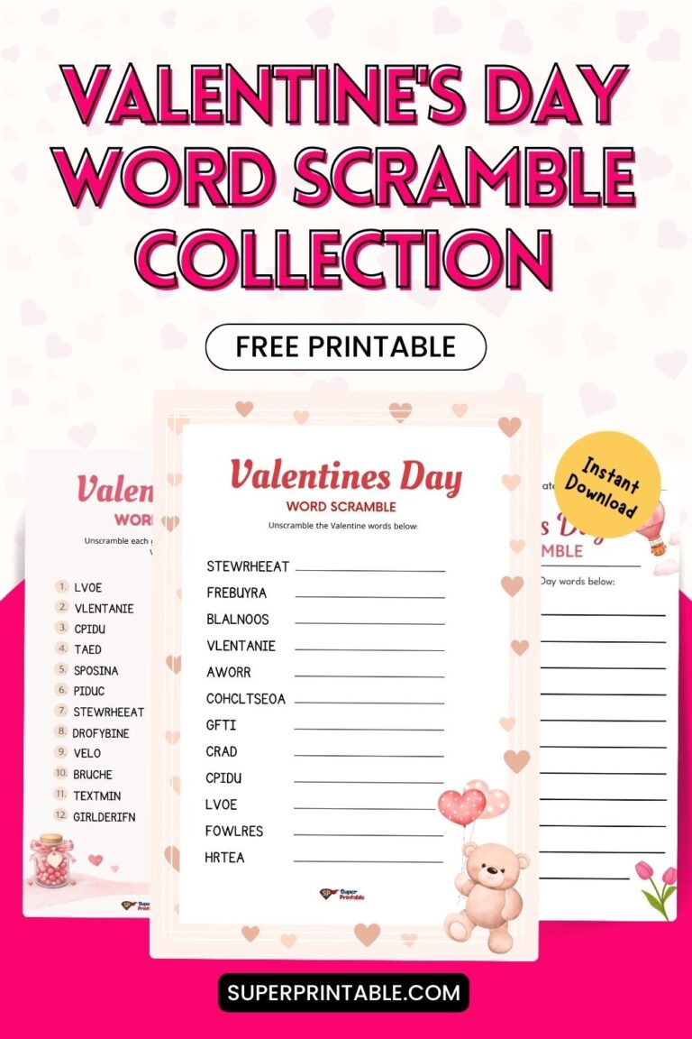 10 Valentine's Day Word Scramble (Free PDF Printables)