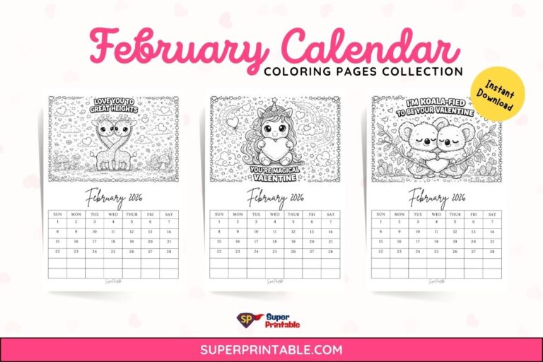 15 February Calendar Coloring Pages (Free PDF Printables)