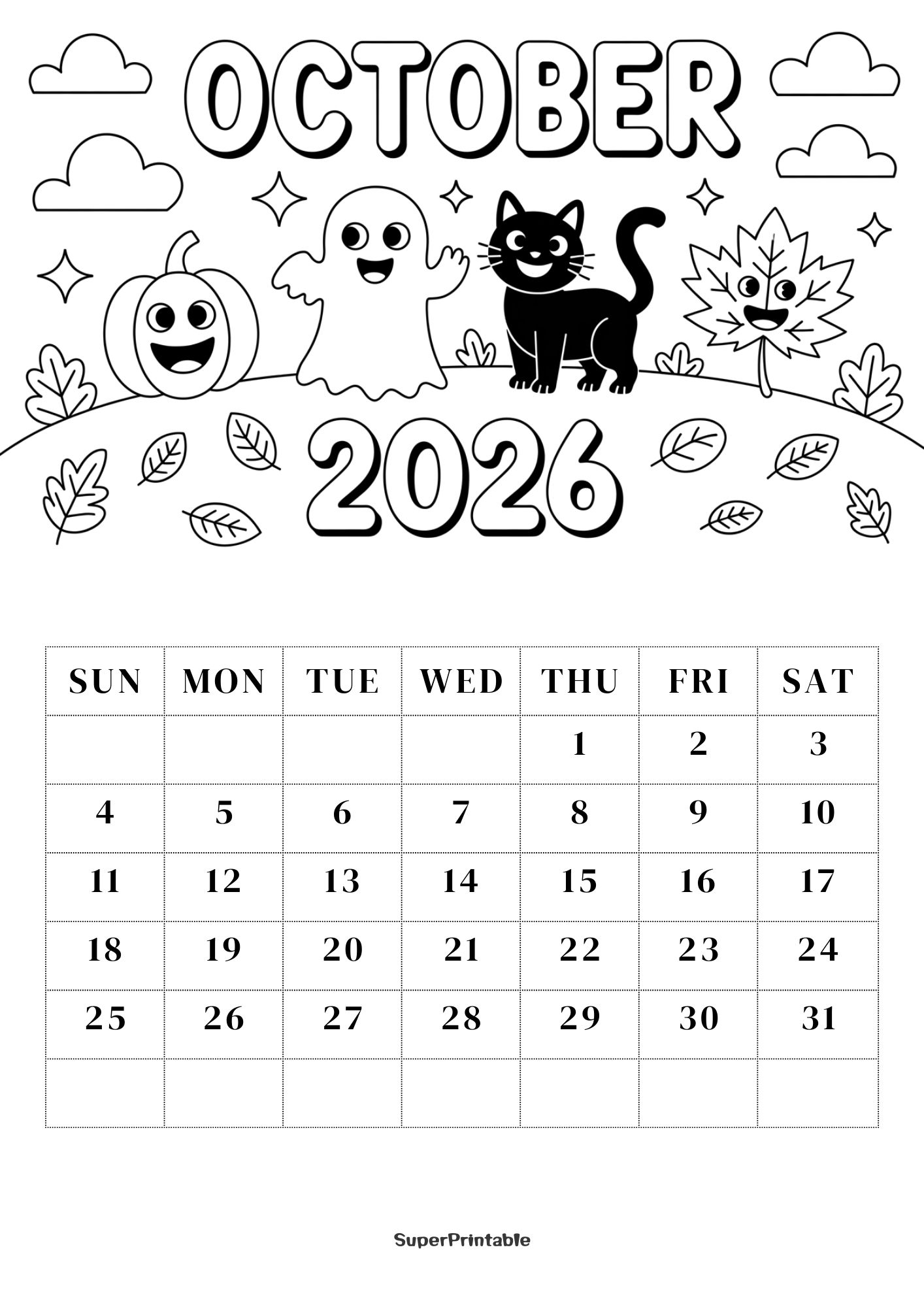 2026 Coloring Calendar Printable for Kids (Free PDF Printables)