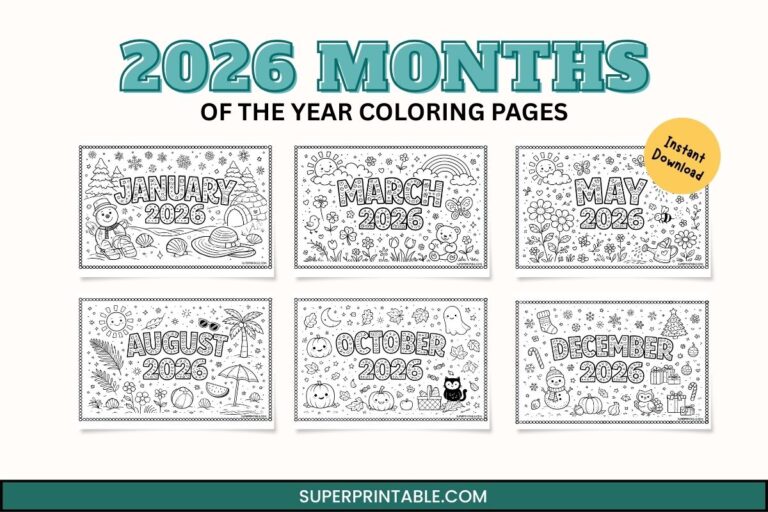 2026 Months of the Year Coloring Pages — Free PDF (English, Italian ...