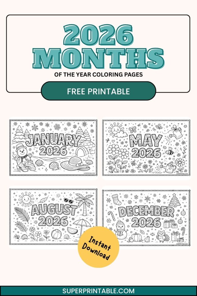 2026 Months of the Year Coloring Pages — Free PDF (English, Italian ...