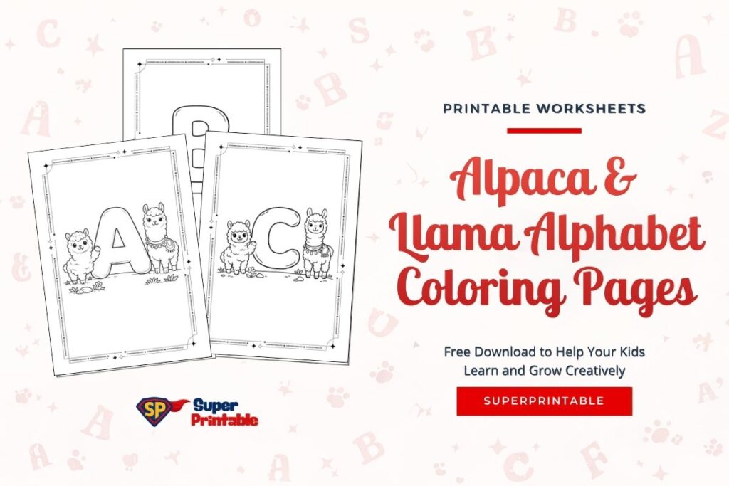 Alpaca & Llama Alphabet Coloring Pages (Free PDF Printables)