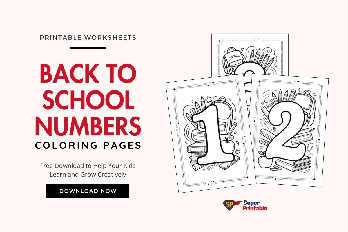 Back to School Numbers Coloring Pages (Free PDF Printables)