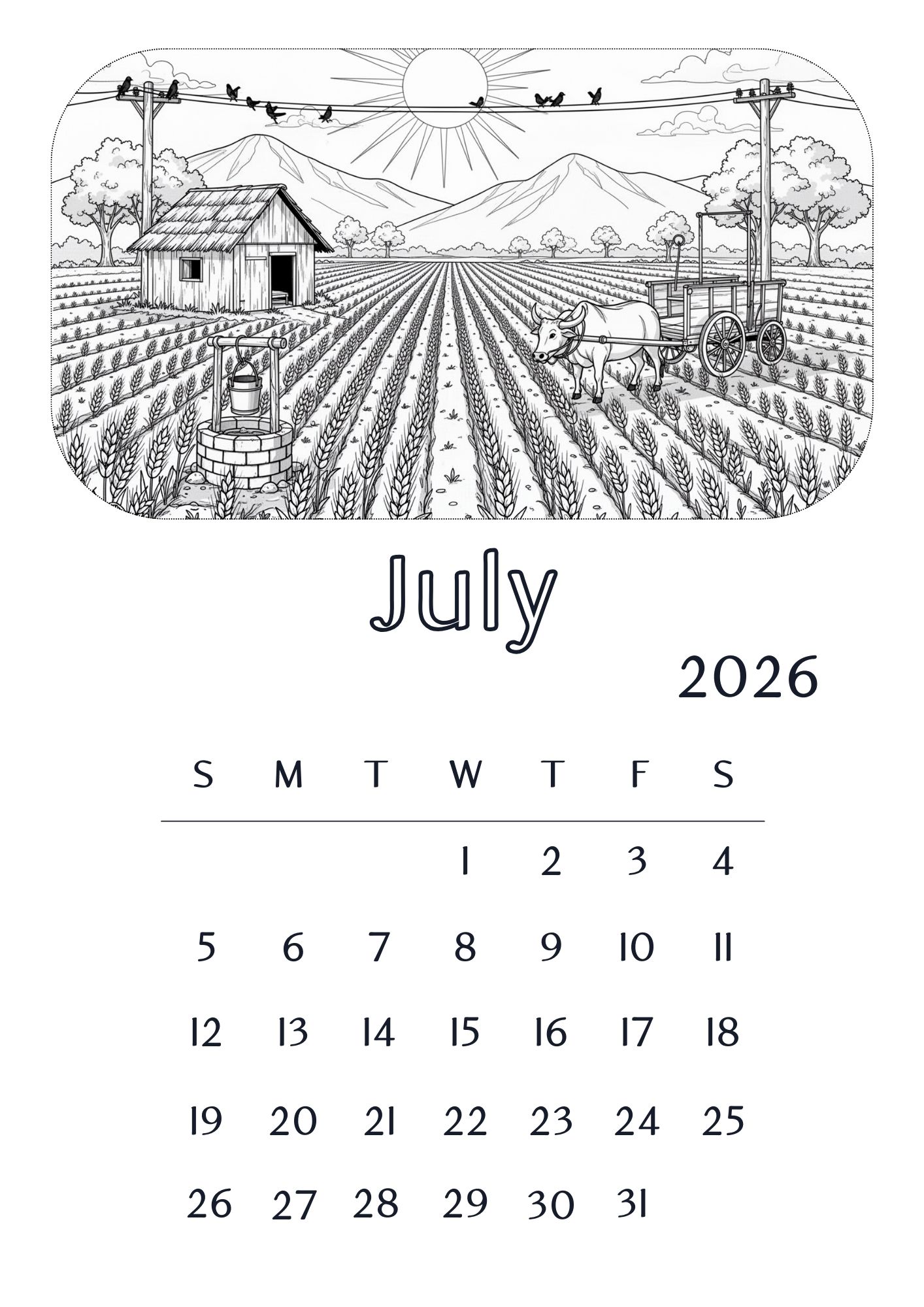 Childhood Natural Scenery Calendar 2026 (Free PDF Printables)