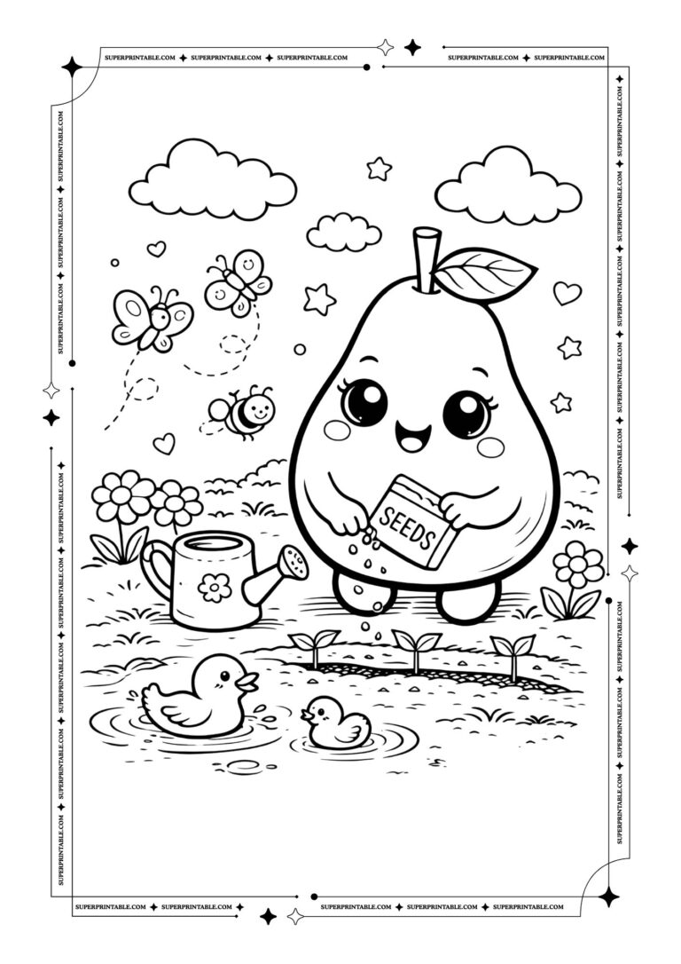 25 Cute Pear Coloring Pages (Free PDF Printables)