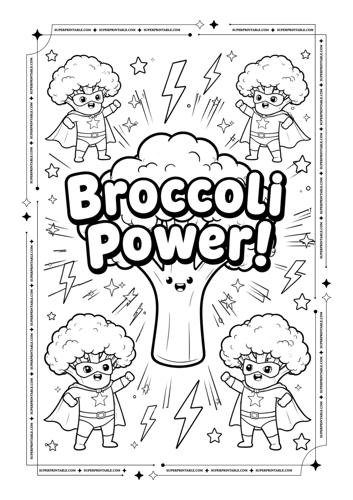 Healthy Broccoli Poster Coloring Pages (Free PDF Printables)