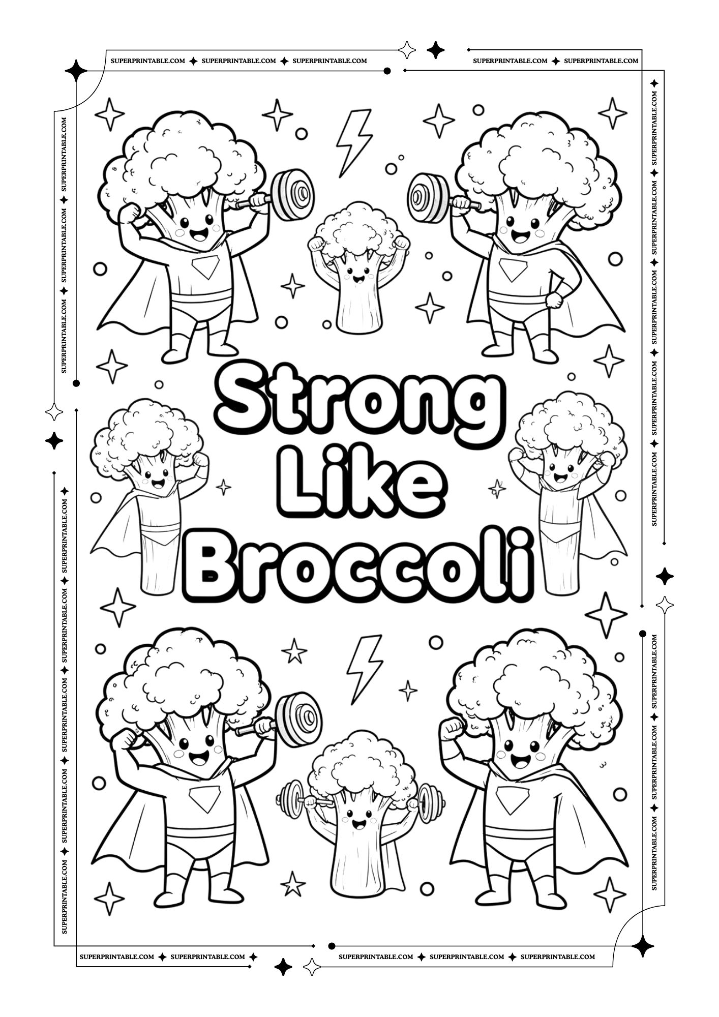Healthy Broccoli Poster Coloring Pages (Free PDF Printables)