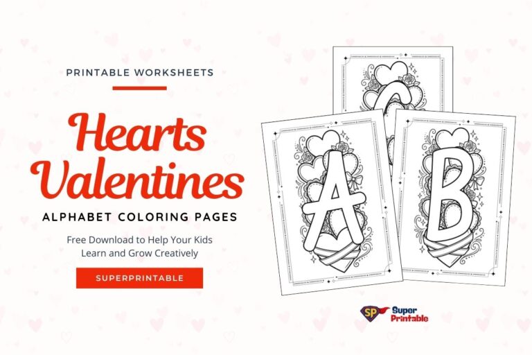Hearts Valentines Alphabet Coloring Pages (Free PDF Printables ...