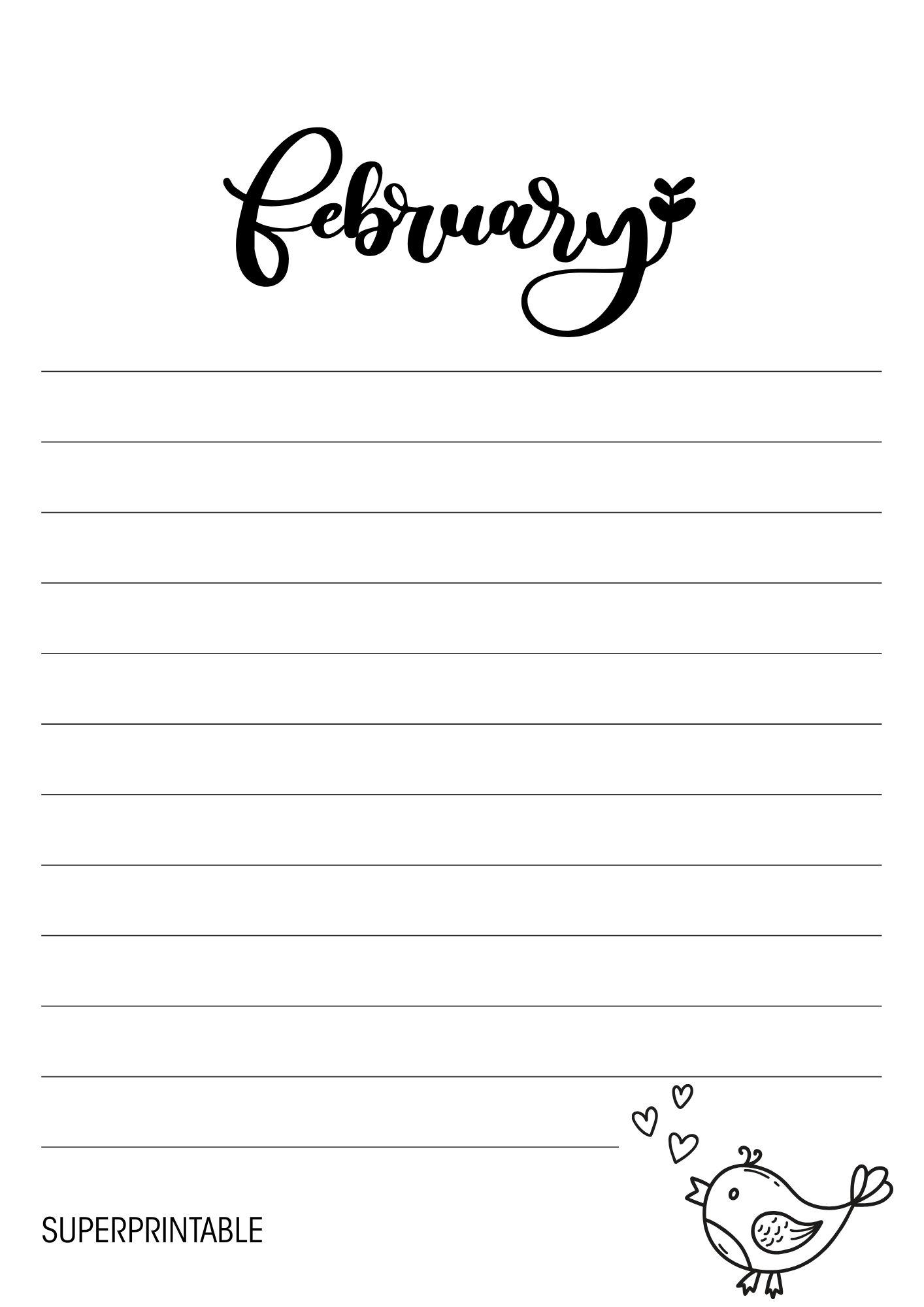 15 Hello February Printable Writing Papers (Free PDF Printables)