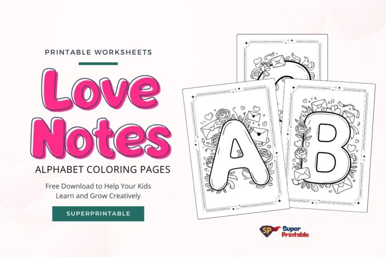 Love Notes Alphabet Coloring Pages (Free PDF Printables)