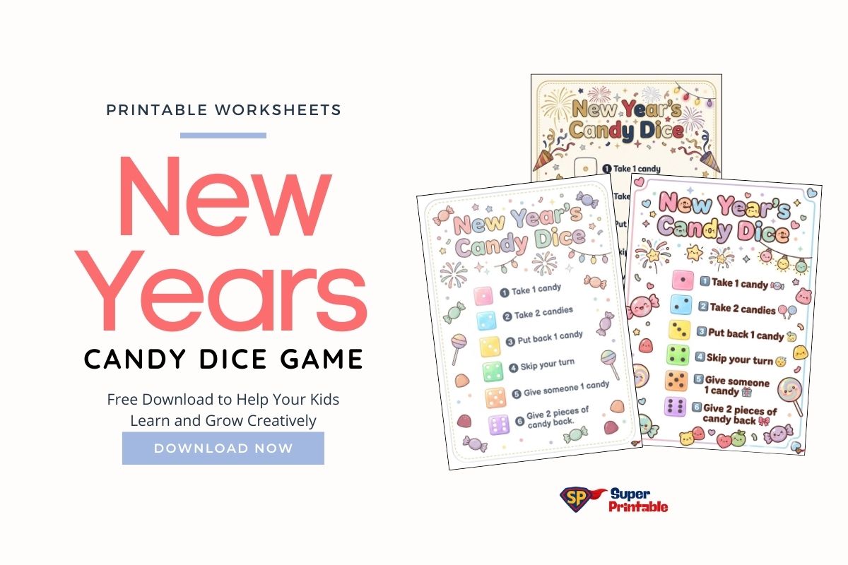 New Years Candy Dice Game (Free PDF Printables)