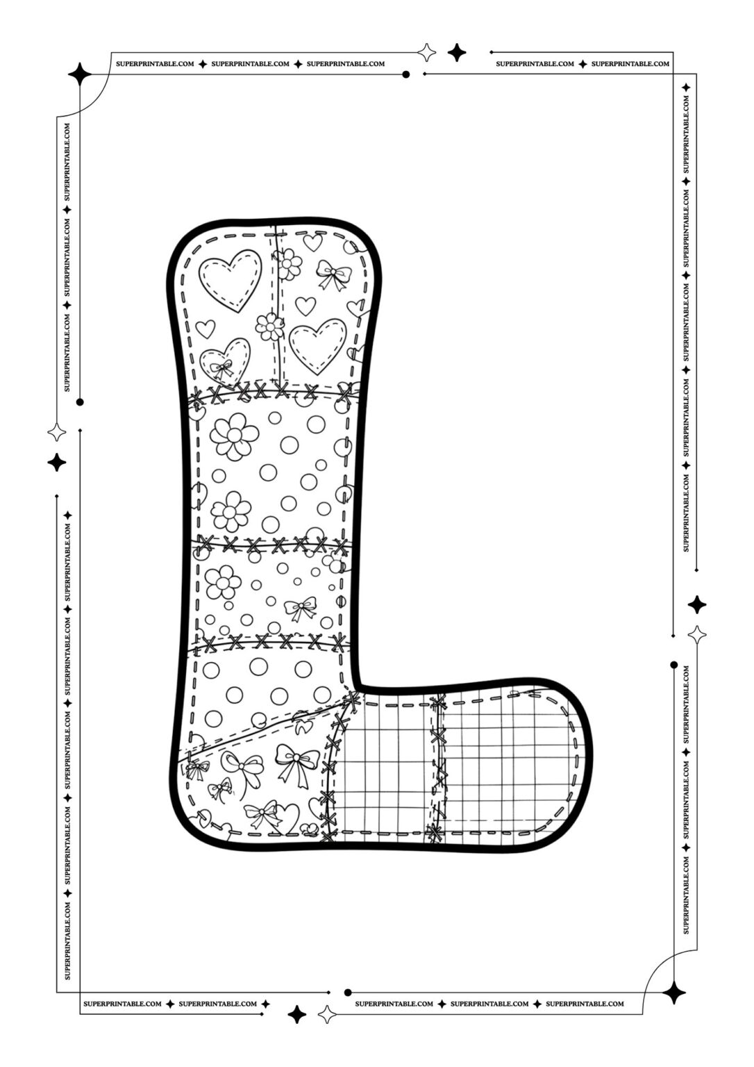 Patchwork Valentines Coloring Pages (Free PDF Printables)