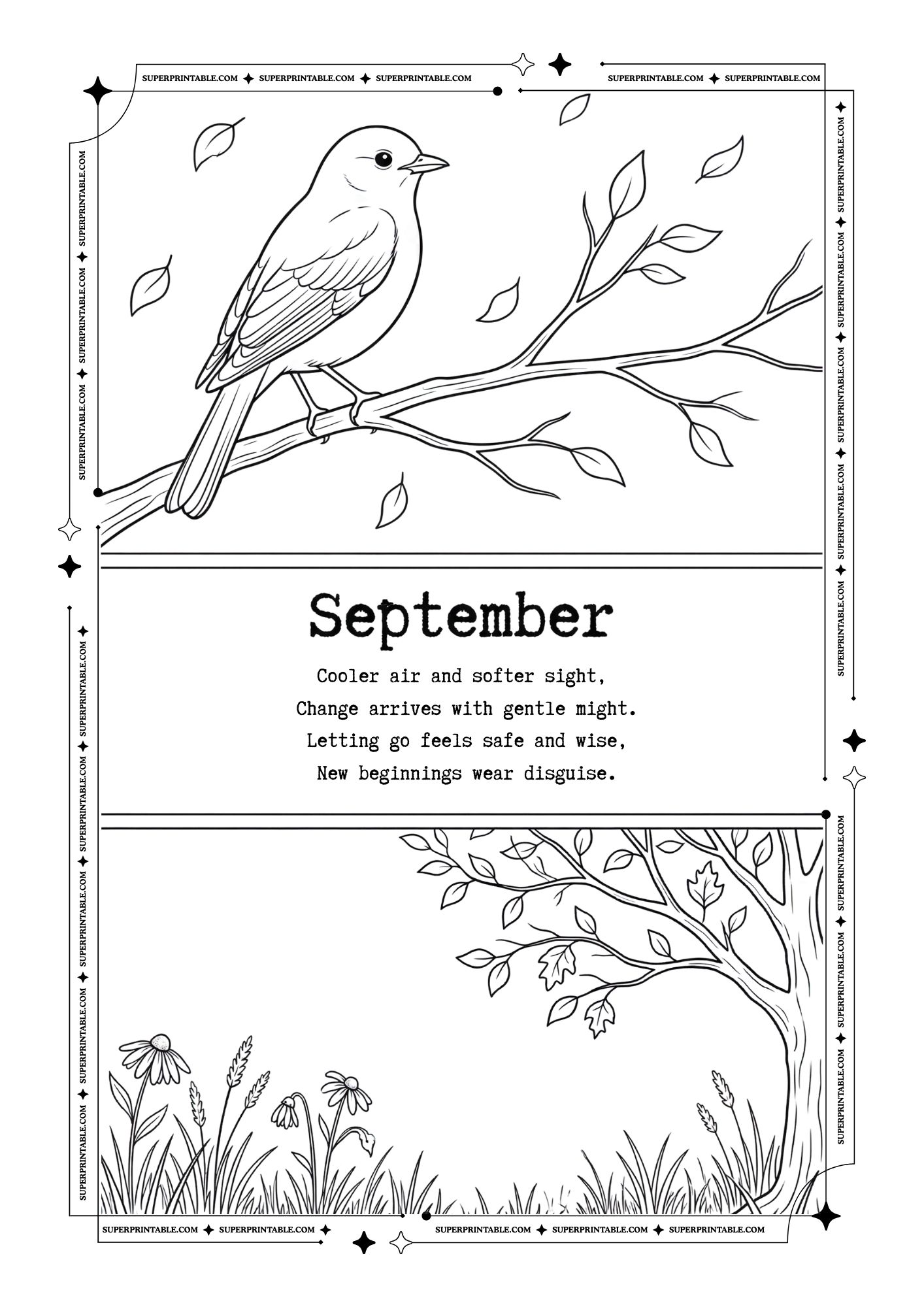 12+ Poems & Gentle Months Coloring Pages (Free PDF Printables)