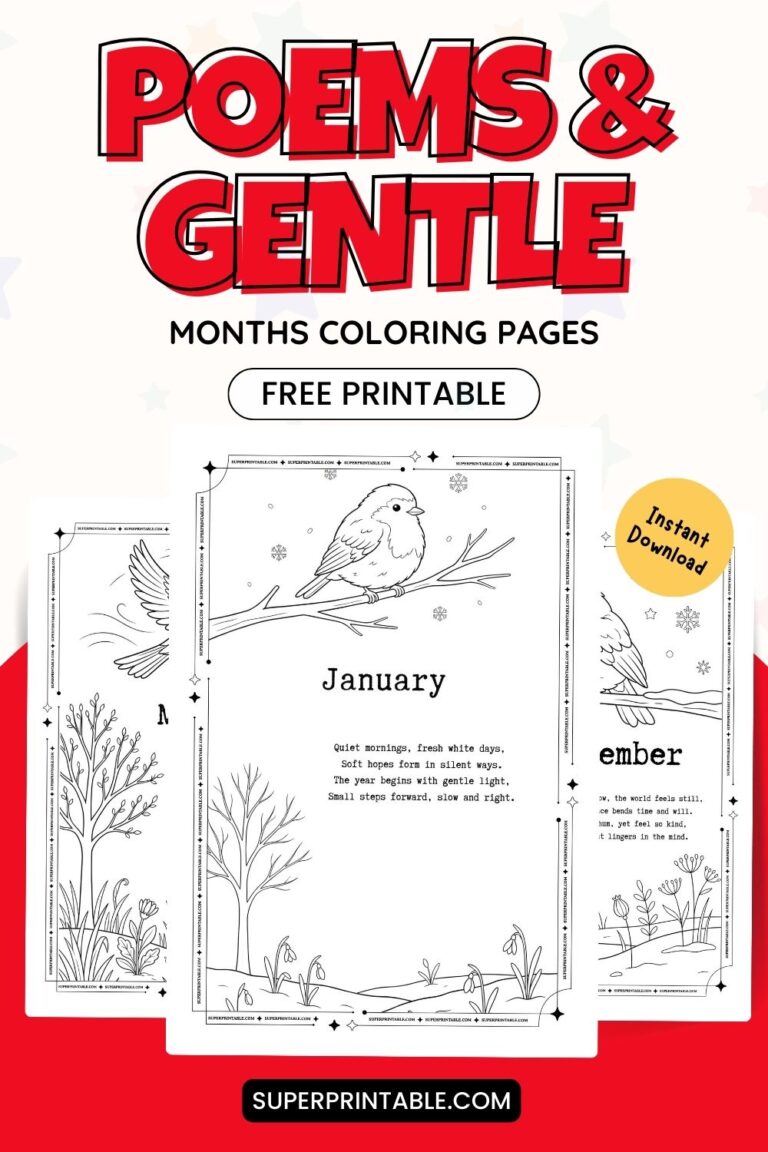 12+ Poems & Gentle Months Coloring Pages (Free PDF Printables)