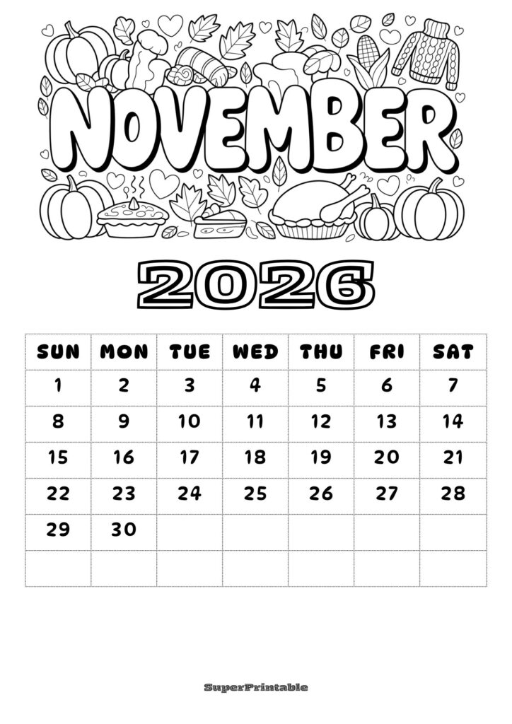 Simple Cute Monthly Coloring Calendar for Kids (Free PDF)