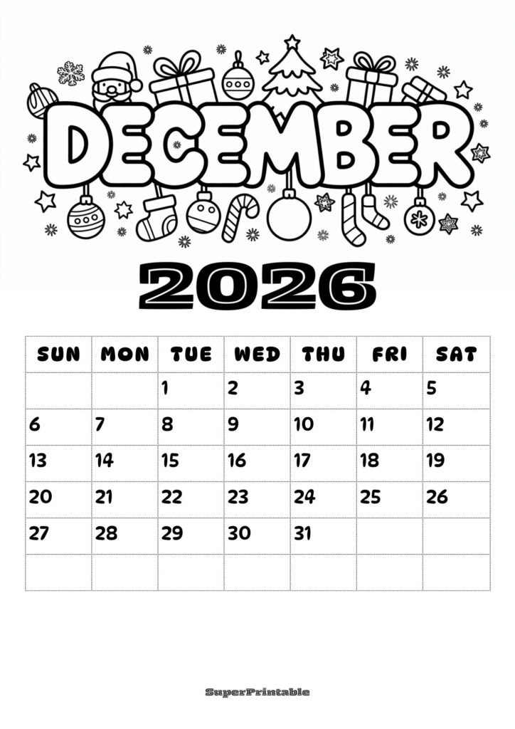 Simple Cute Monthly Coloring Calendar for Kids (Free PDF)