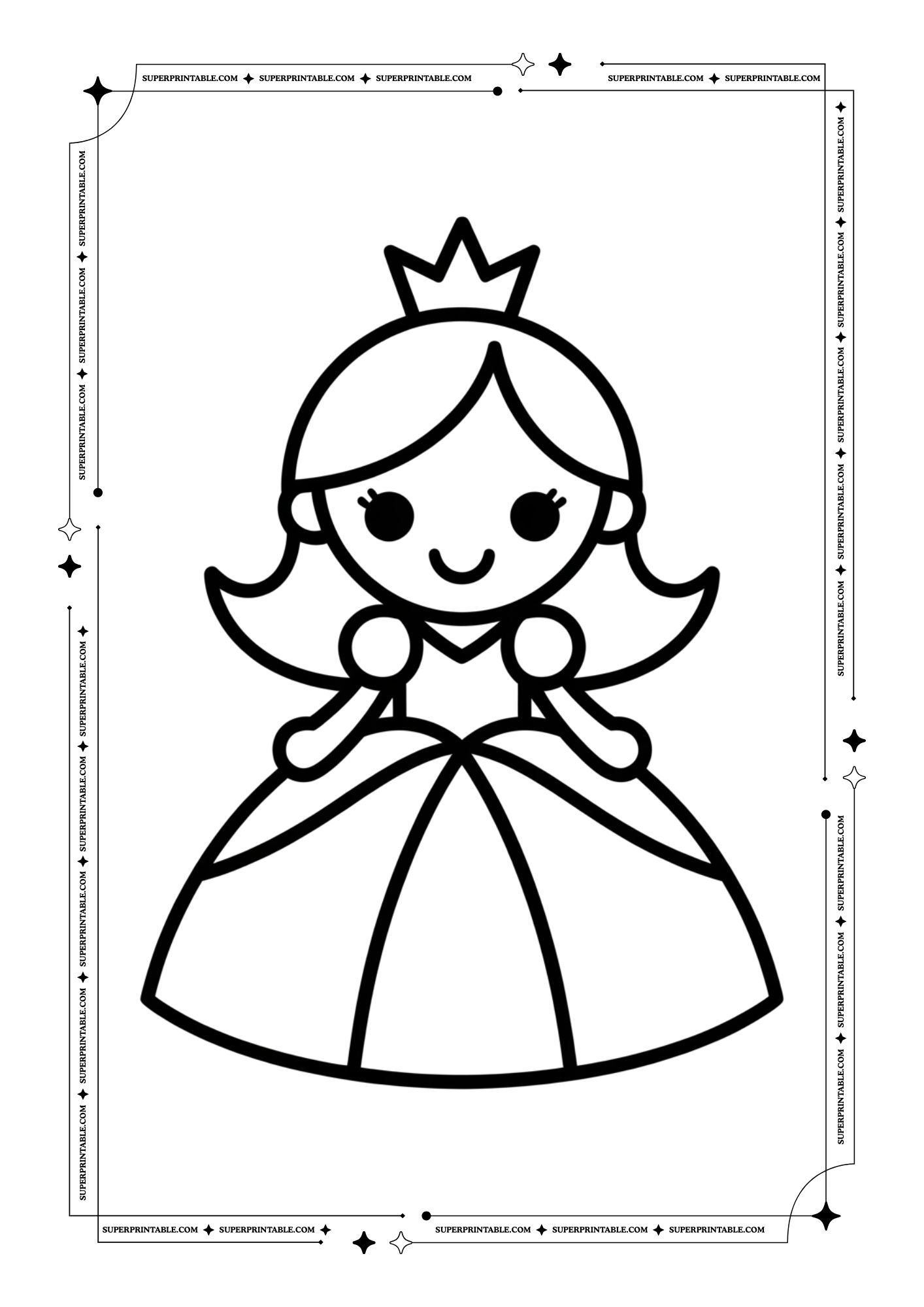 15+ Simple Princess Coloring Pages For Kids (Free PDF)