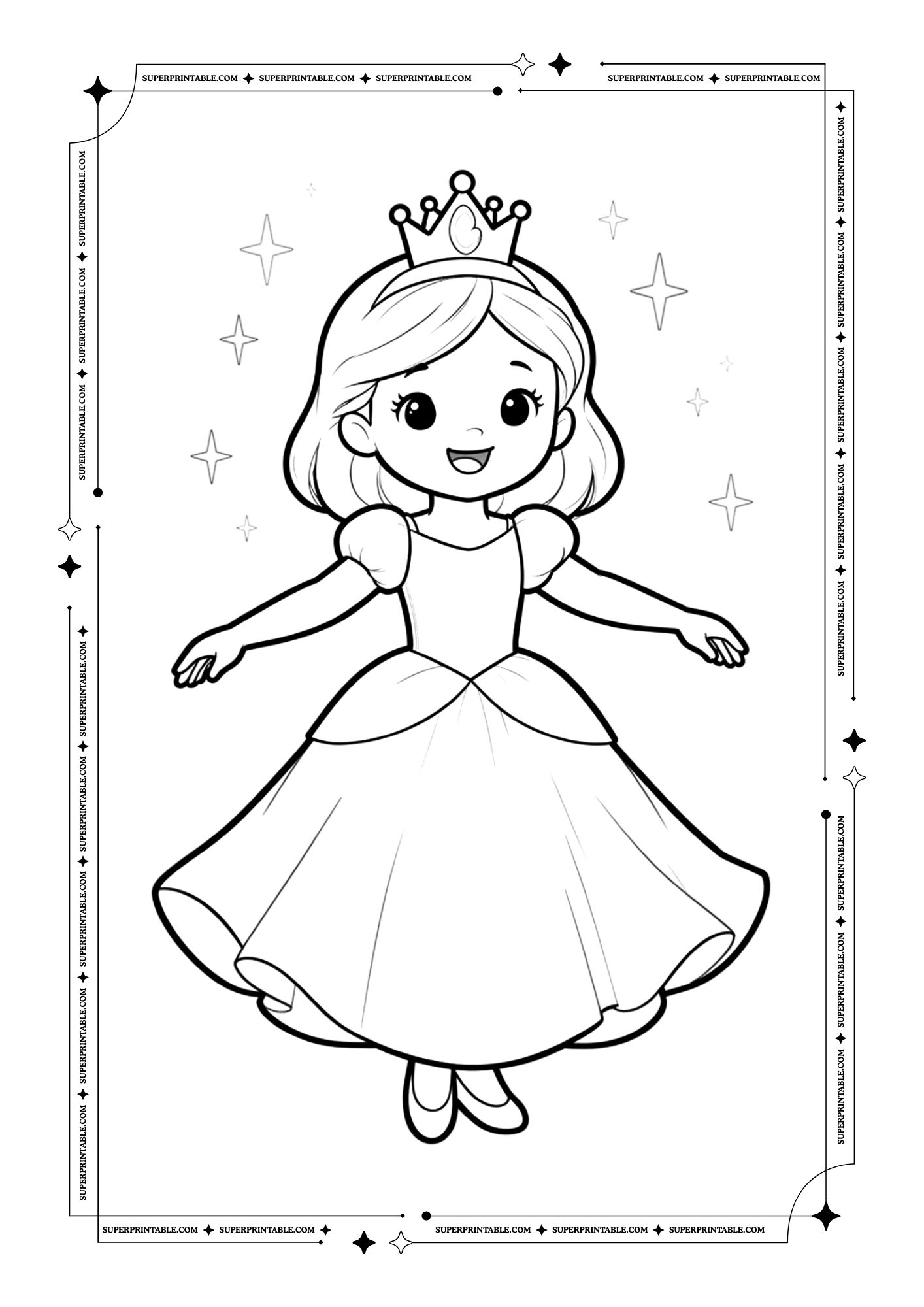 15+ Simple Princess Coloring Pages For Kids (Free PDF)