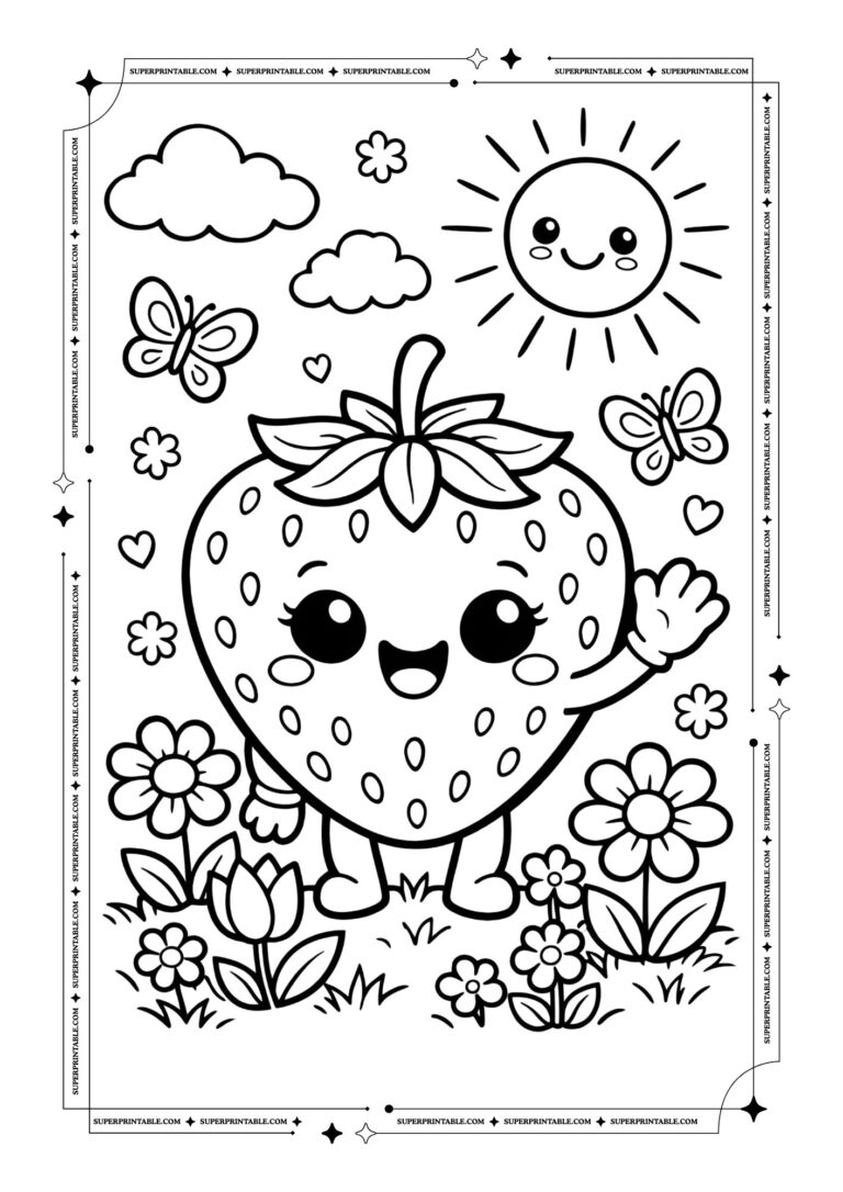 25+ Cute Strawberry Coloring Pages (Free PDF Printables)