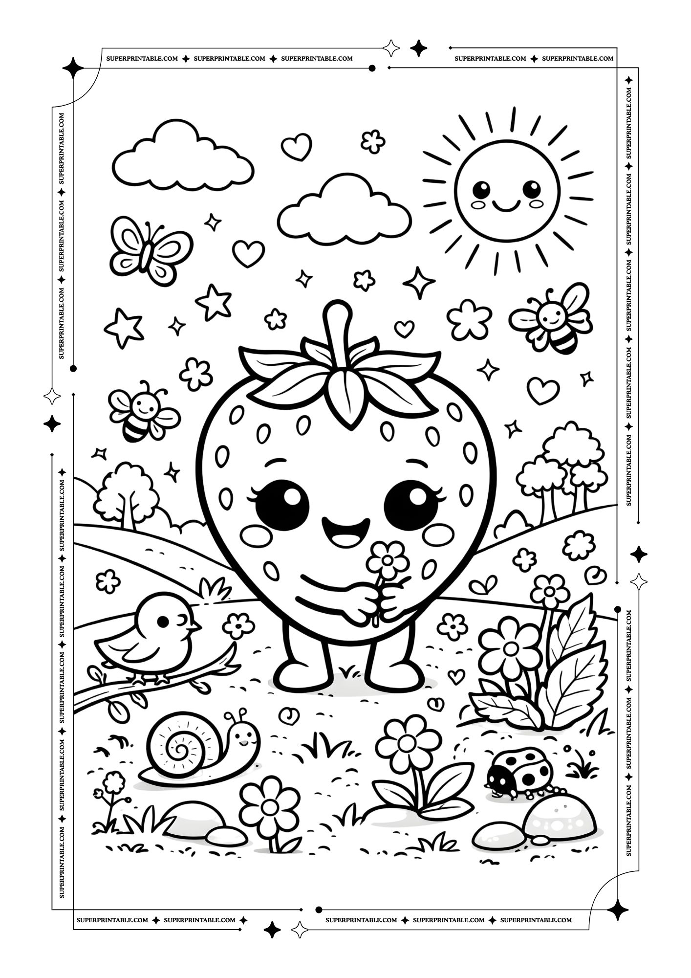 25+ Cute Strawberry Coloring Pages (Free PDF Printables)