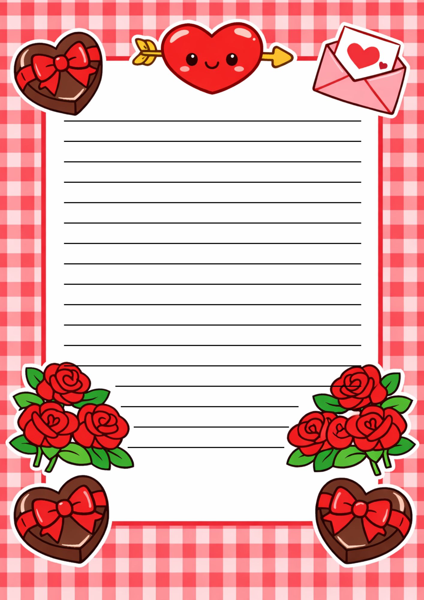Valentines Digital Writing Papers (Free PDF Printables) - SuperPrintable