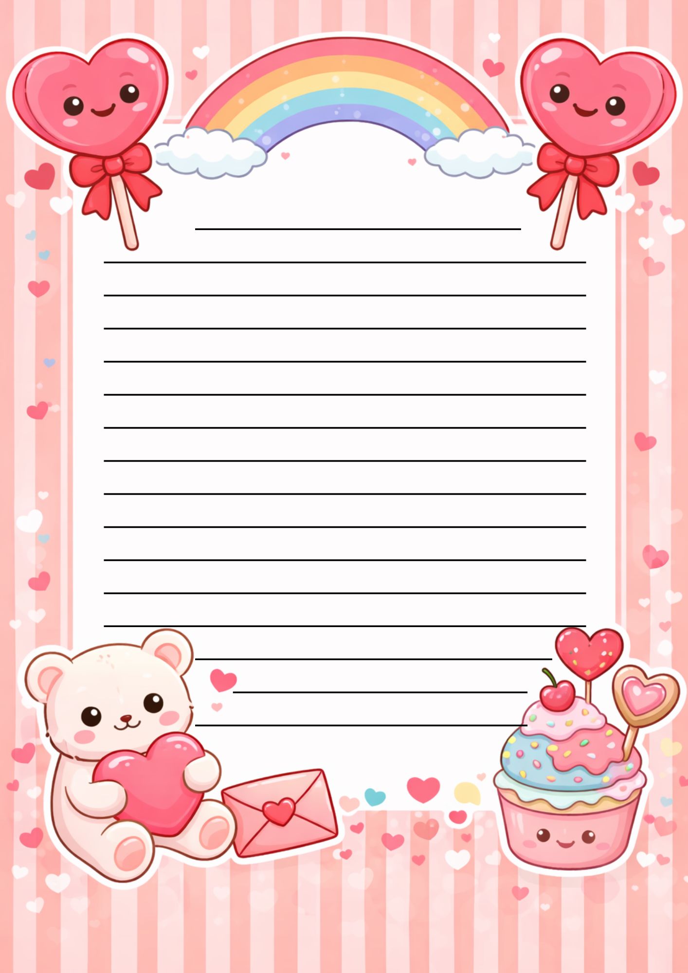 Valentines Digital Writing Papers (Free PDF Printables) - SuperPrintable