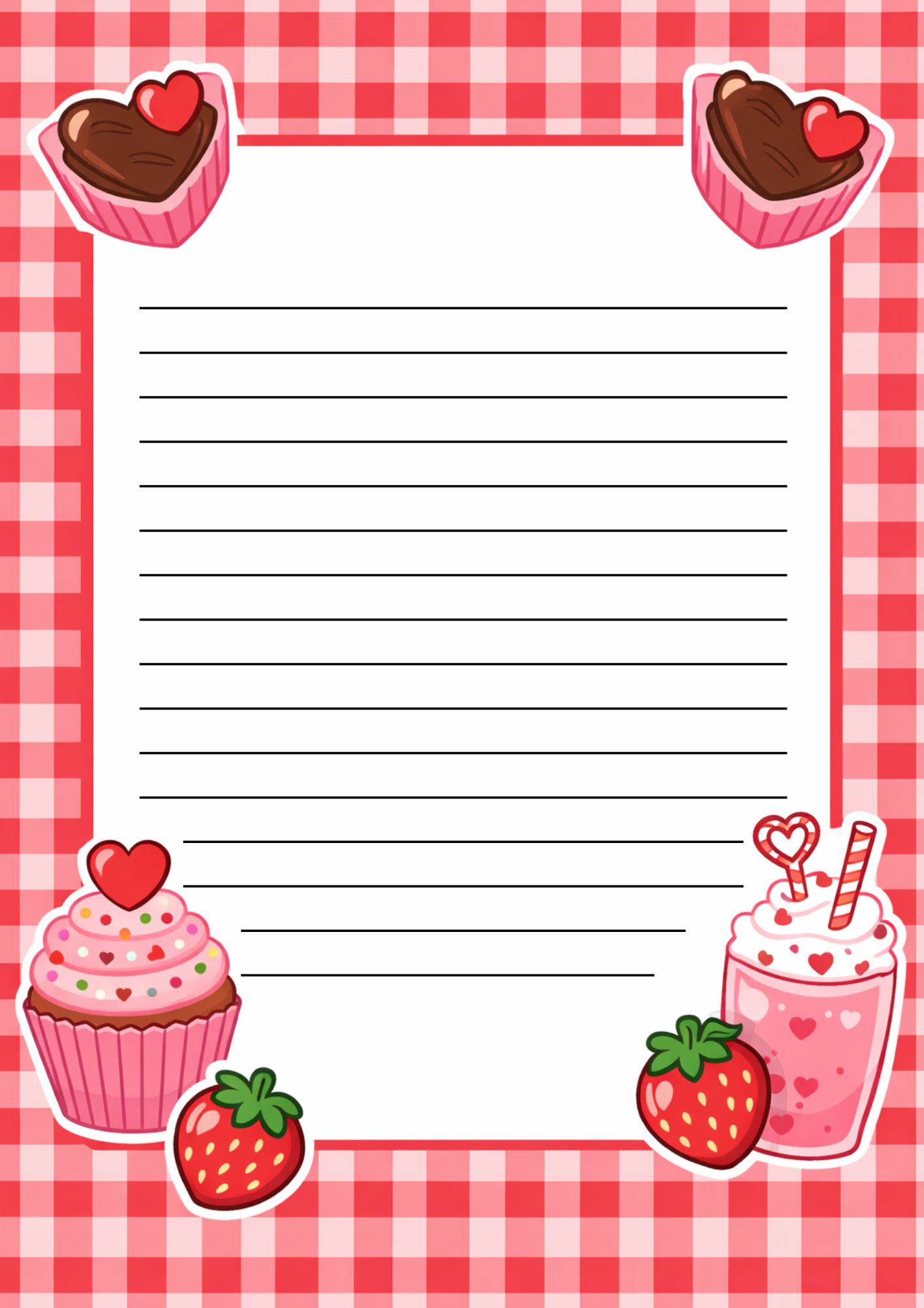 Valentines Digital Writing Papers (Free PDF Printables) - SuperPrintable